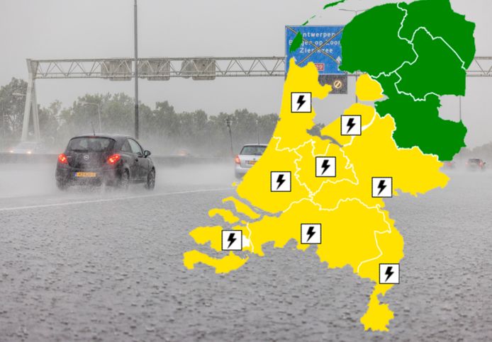 KNMI trekt code geel voor onweer, hagel en windstoten in | Binnenland | pzc.nl