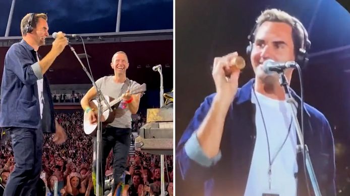 Roger Federer steelt de show in Zürich tijdens optreden met Coldplay ...