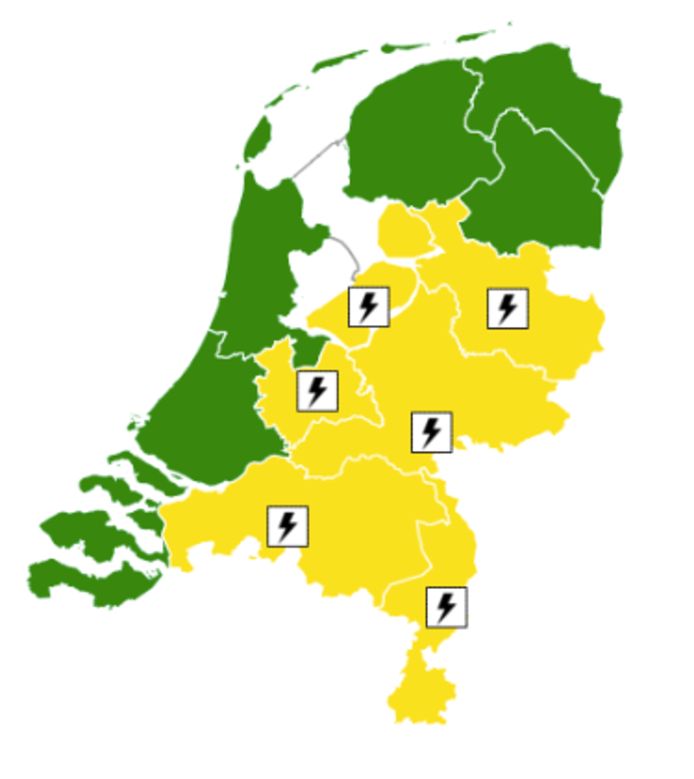 Code geel in groot deel van het land: flinke onweersbuien en kans op wateroverlast | Binnenland ...