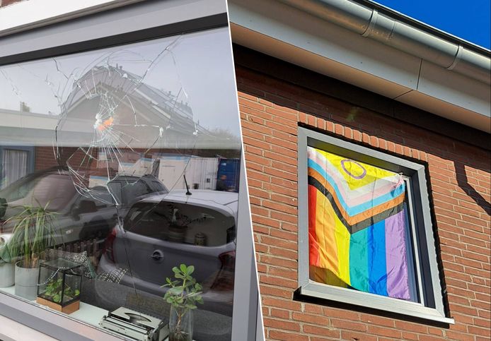 Tess hangt regenboogvlag voor het raam en krijgt paar uur later ...