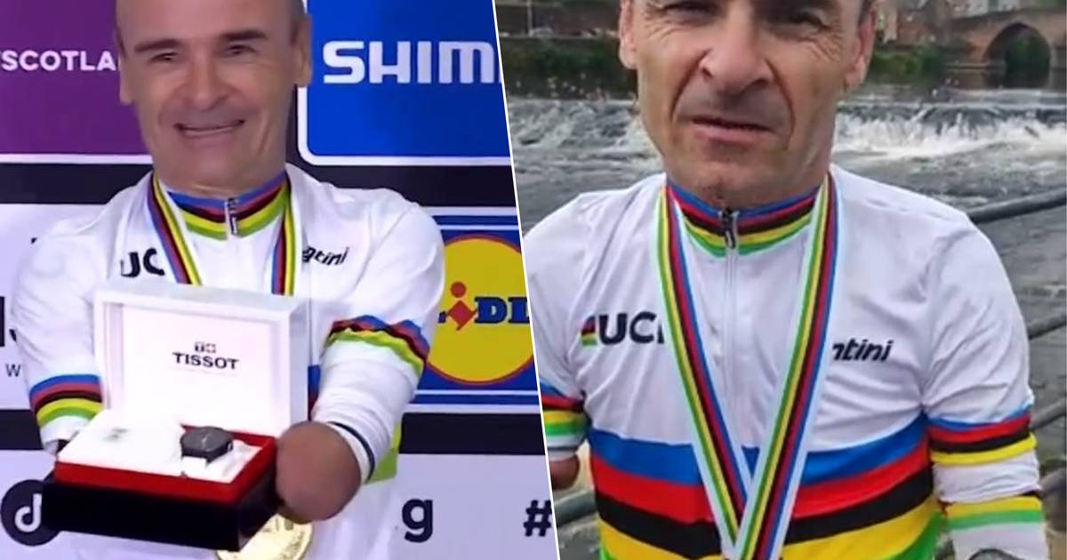 Wielrenner zonder armen krijgt na wereldtitel polshorloge cadeau, maar ...