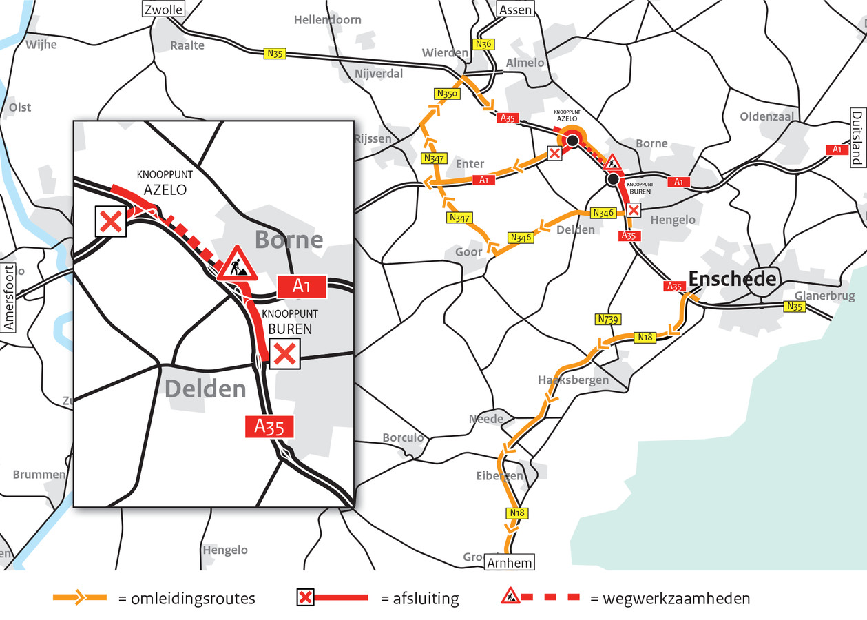 Werkzaamheden A35 van start: snelweg 6 weekenden en een midweek op slot ...