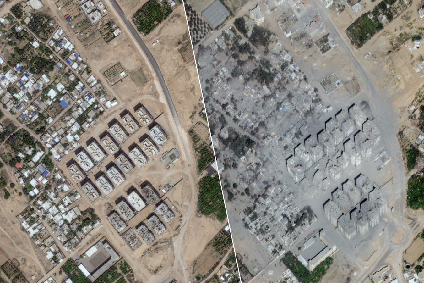 Gaza voor en na: satellietbeelden tonen immense vernieling na drie ...