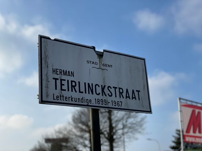 Knoert van een fout in straatnaambordje Herman Teirlinckstraat: “In ...