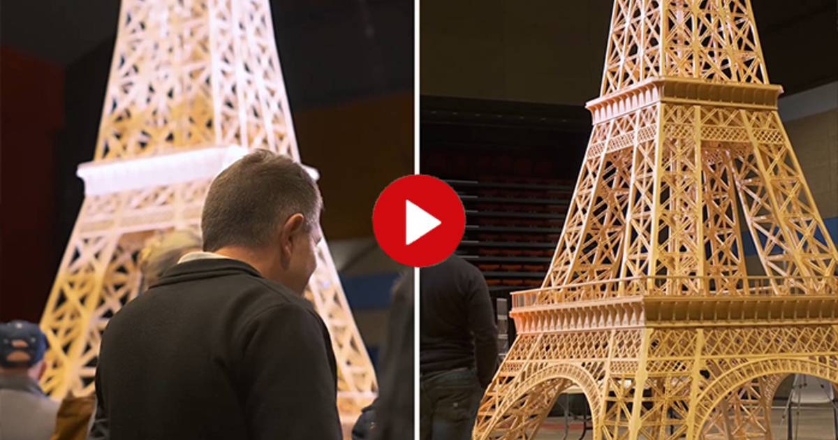 Video van de Dag | Man bouwt met 700.000 lucifers Eiffeltoren van dik 7 meter hoog: zo ziet dat ...