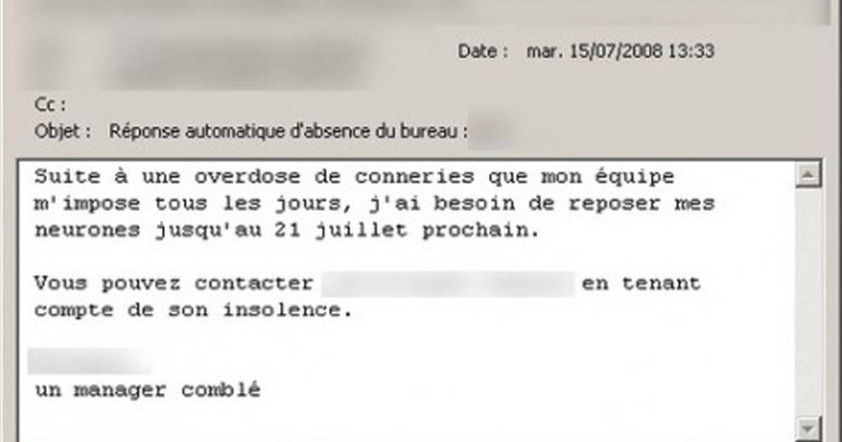 Les étonnants messages d'absence du bureau | Carrière | 7sur7.be