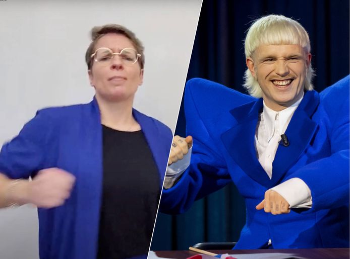 Gebarentolk Mirjam hakt erop los tijdens Europapa van Joost Klein ...