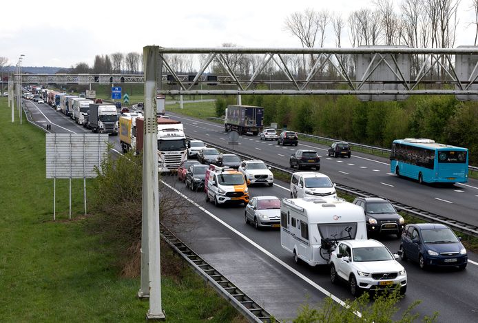 Het verkeer was er vroeg bij vanmorgen; na flinke file lost het ...