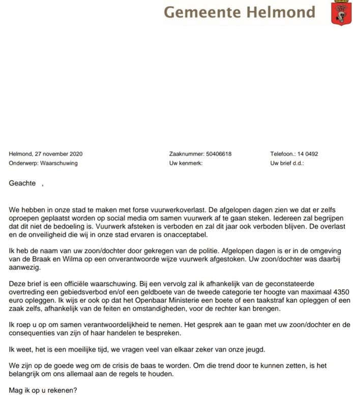 Officiële Waarschuwing Voor 76 Helmondse Vuurwerkafstekers Helmond
