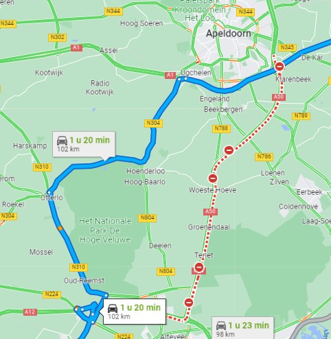 A50 is weer helemaal open, maar Google Maps liet verkeer nog steeds ...