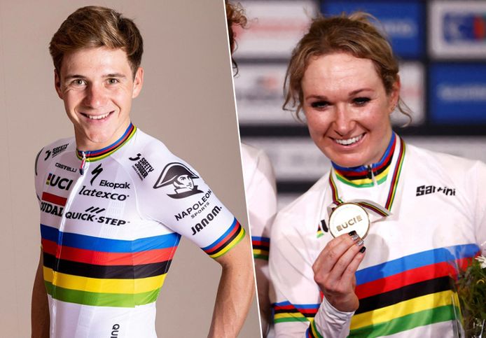 Remco Evenepoel veilt regenboogtrui voor Amy Pieters: “Ik leef erg met ...