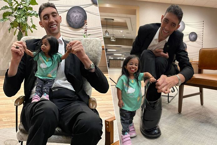 KIJK. Grootste man en kleinste vrouw ter wereld ontmoeten elkaar | Bizar | hln.be