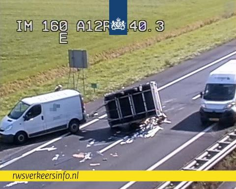 Bestelbus veroorzaakt file op A12 richting Arnhem, weg inmiddels weer ...