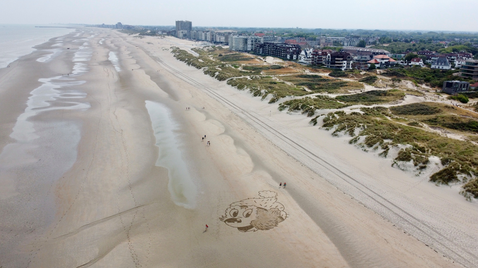 Stripfiguur Pol verschijnt op het strand: “Tekening van 22 op 18 meter ...