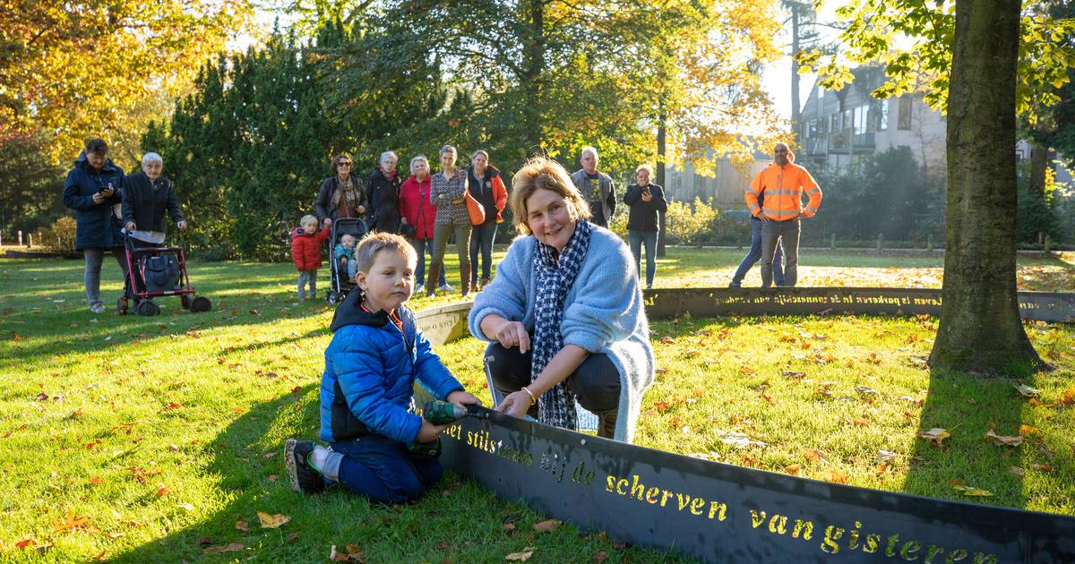 Metalen boomring geplaatst rondom monumentale eik in Pekingtuin Baarn ...