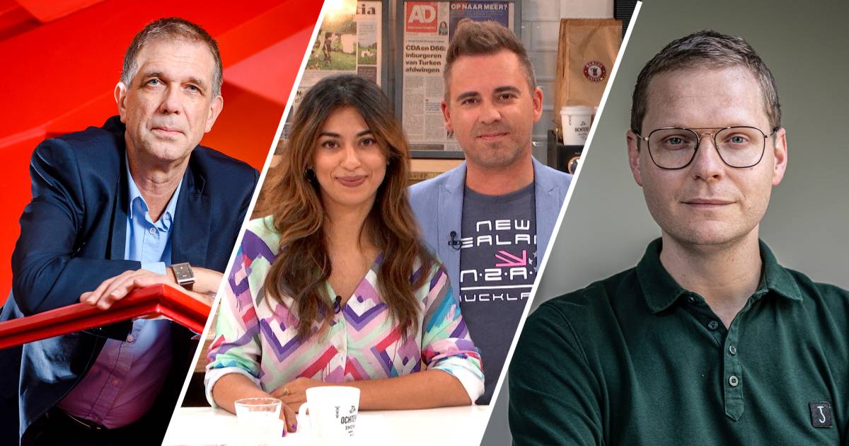 Luuk Ikink, zijn vrouw Simone Wijnands en hoogleraar Peter Boelhouwer in De Ochtend Show to go ...