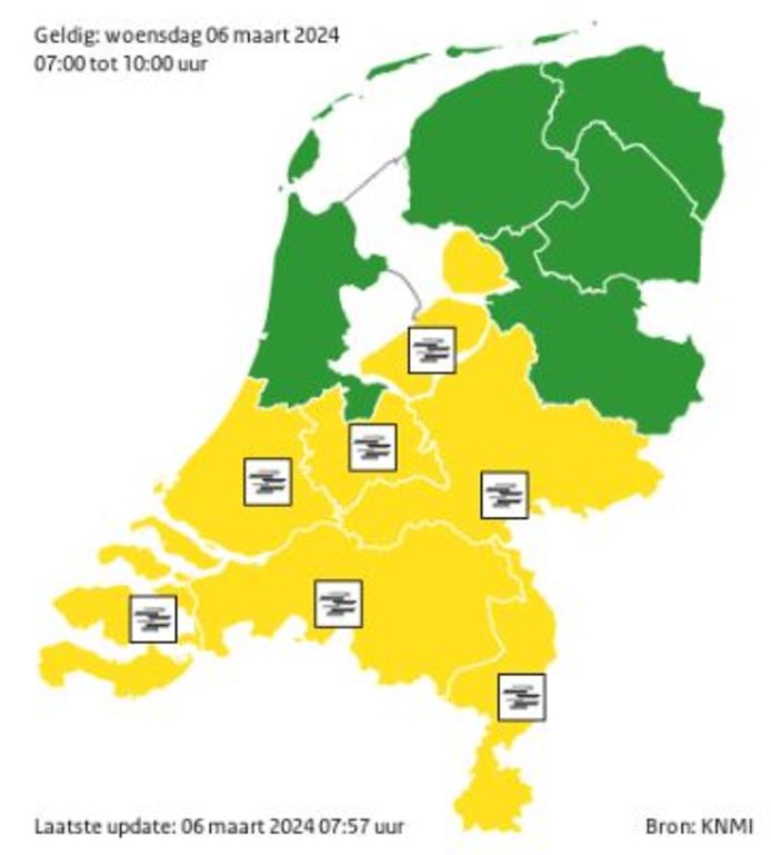 Code geel in groot deel van het land vanwege dichte mist, zicht soms ...