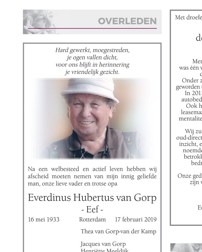 ‘Meneer Eef’ - van Eef en Huub - bouwde een Rotterdams Opel-imperium ...