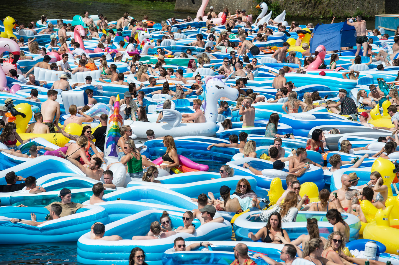 Blauw zwembad steelt de show in de singels tijdens zonnig Breda Drijft ...