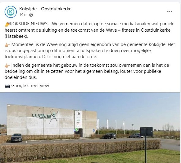 Gemeente Koksijde koopt gebouw van Wave maar behoudt de fitness niet ... Gemeente Koksijde koopt gebouw van Wave maar behoudt de fitness niet ...