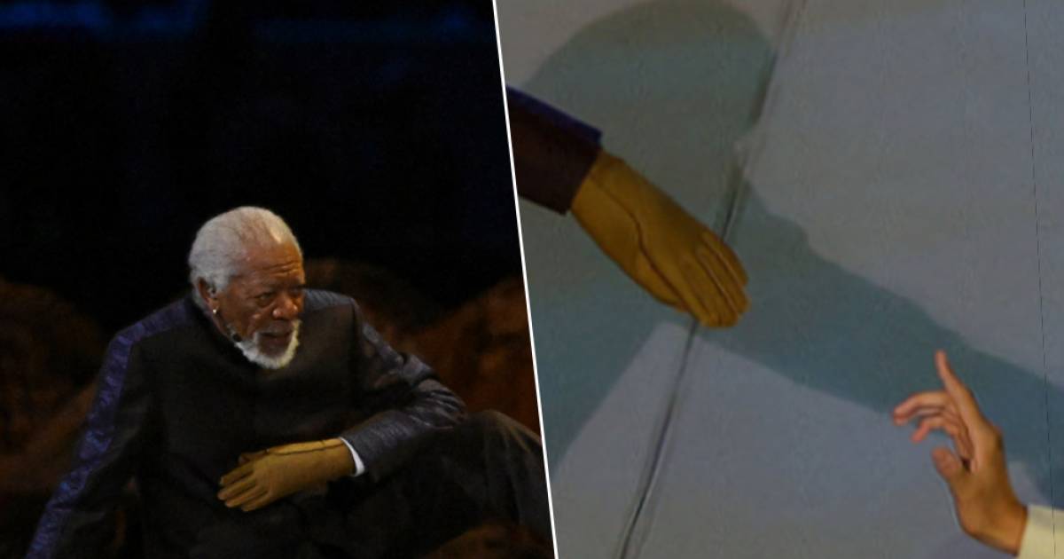 Morgan Freeman droeg opvallende handschoen tijdens openingsshow van WK ...