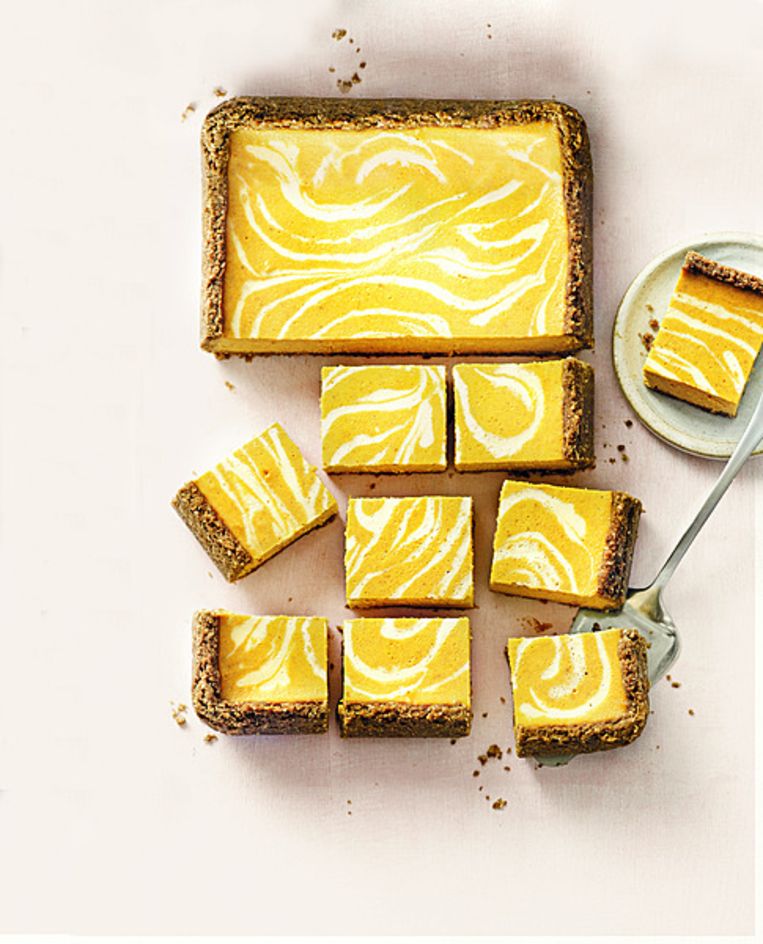 Héérlijk recept voor marmercheesecake met speculaas en amandel