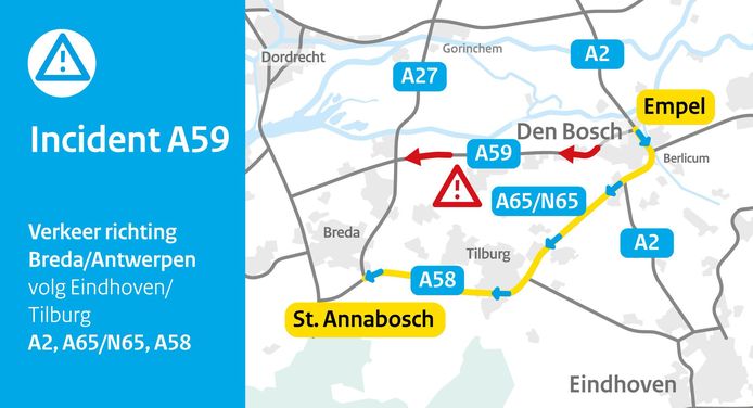 Ongeluk met meerdere voertuigen op A59: weg weer vrij | Waalwijk ...