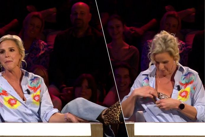Tine Embrechts toont haar bh in luipaardmotief in ‘De slimste mens’ en ...