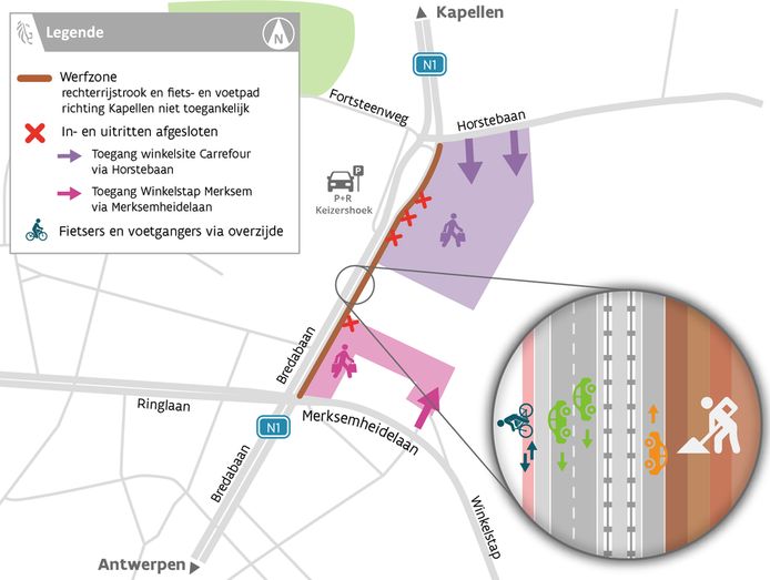 Fietspad op Bredabaan (N1) krijgt nieuwe asfaltlaag: verkeer moet week lang over één rijstrook ...