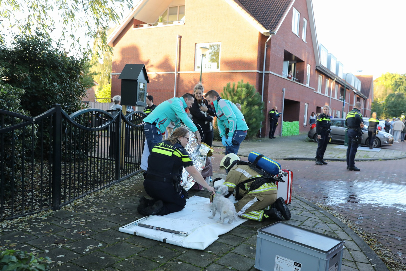 Vrouw gewond na brand in woning in Baarn, ook drie honden mee met dierenambulance | Foto ...