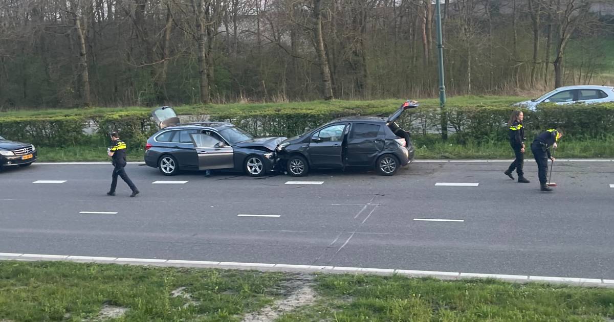 Frontale botsing: auto rijdt door heg heen belandt op de verkeerde ...