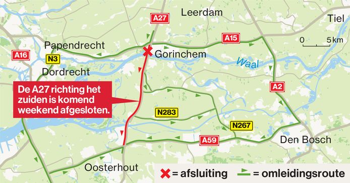 A27 is afgesloten, wat zijn de omleidingen?
