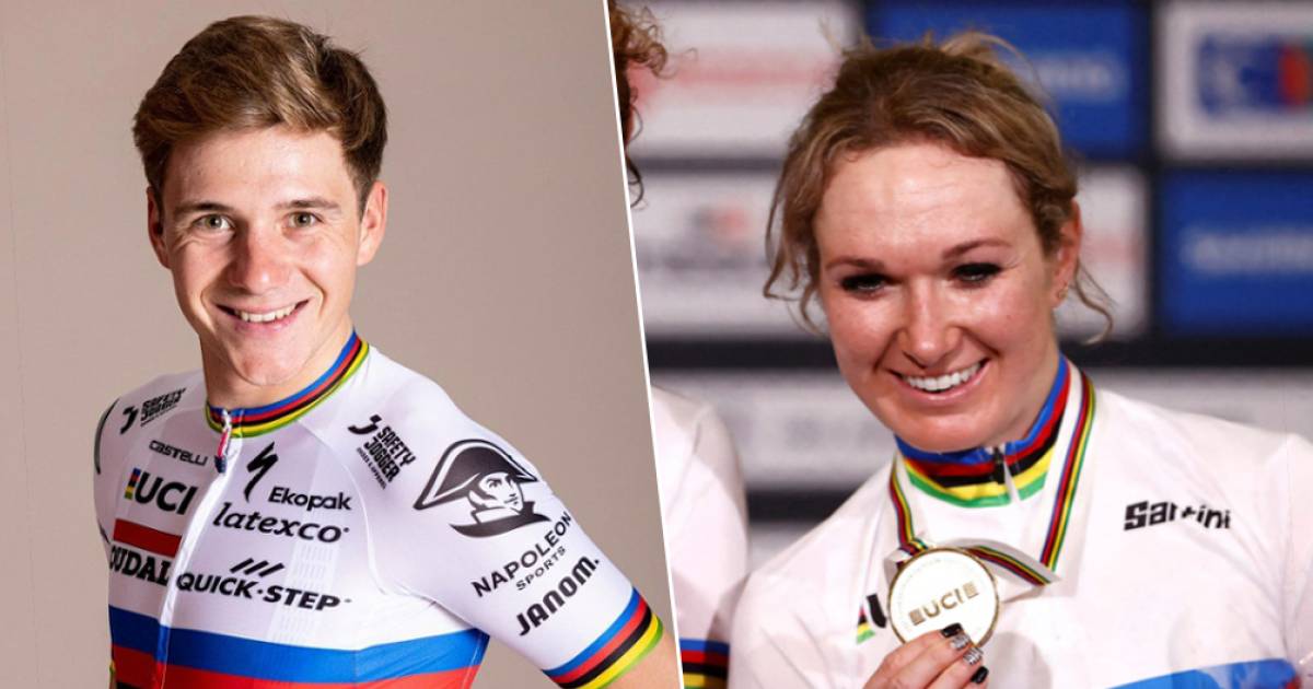 Remco Evenepoel veilt regenboogtrui voor Amy Pieters: “Ik leef erg met ...
