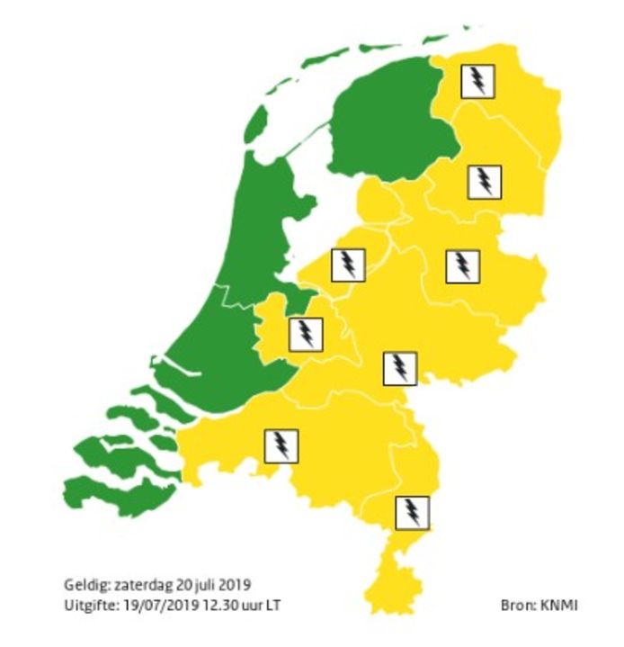 KNMI kondigt nu al code geel af voor hagel en onweer op zaterdagmiddag ...