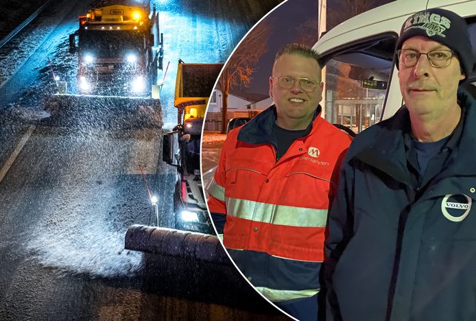 Evert en Albert werken als het moet de klok rond om de wegen sneeuwvrij ...