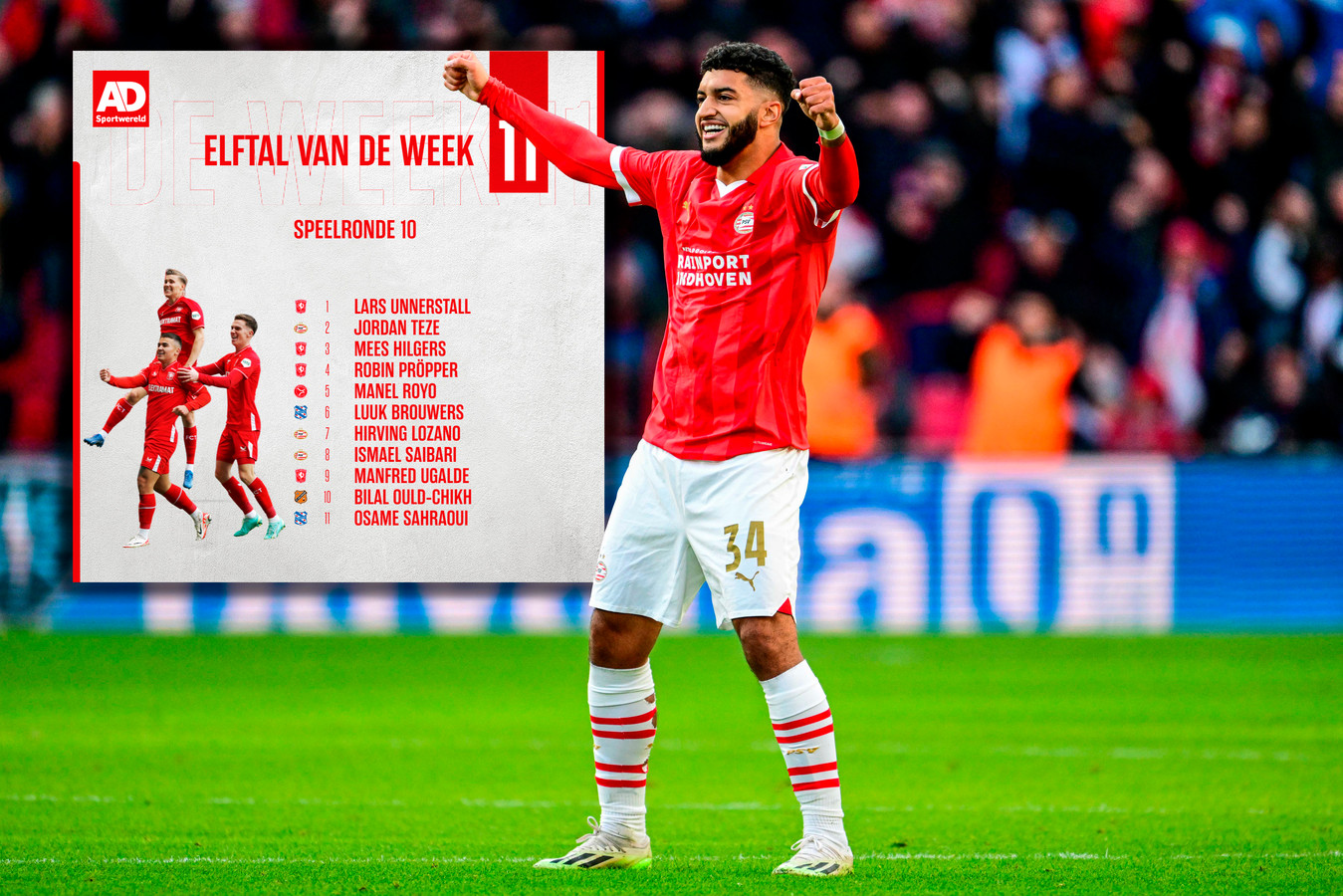 Dit is ons Elftal van de Week van speelronde 10 in de eredivisie | Foto ...