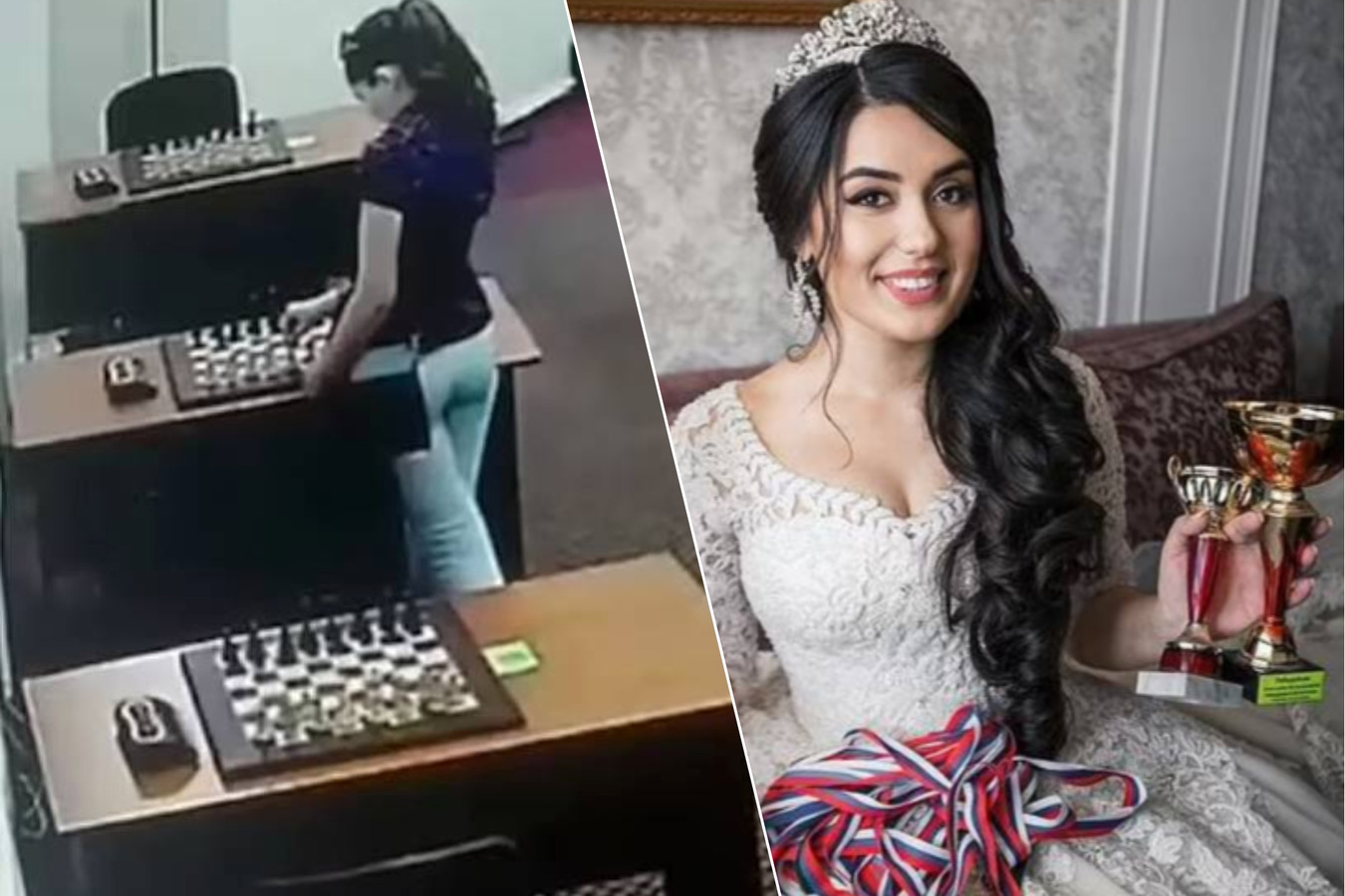 Op heterdaad betrapt: beelden tonen hoe Russische schaakster op laffe ...