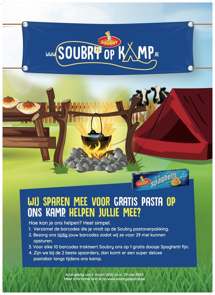 Soubry laat jeugdverenigingen opnieuw sparen voor gratis pasta op kamp ...