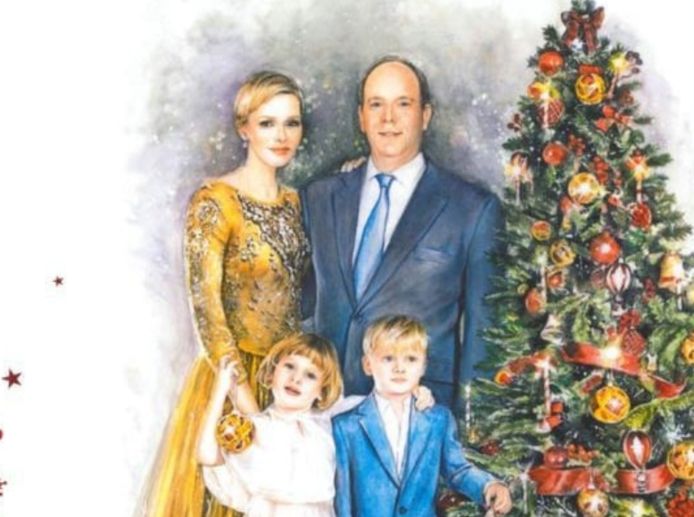 Prinses Charlène deelt opvallende kerstkaart van gezin | Show | AD.nl