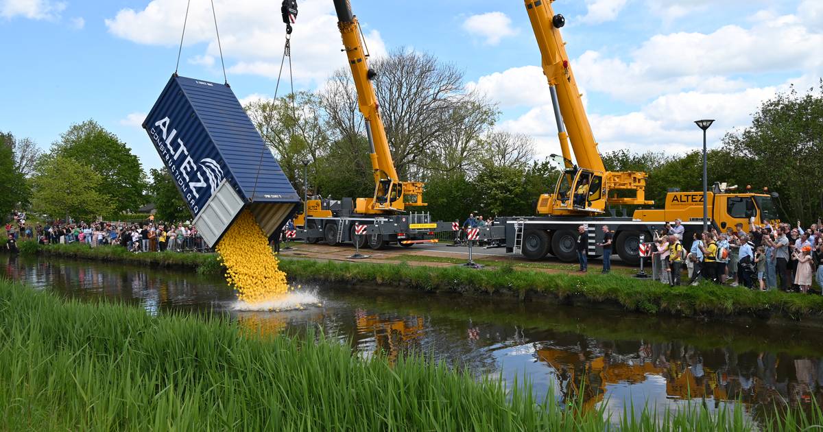 8.600 badeendjes op het water tijdens Duck Race in Oudenburg ...