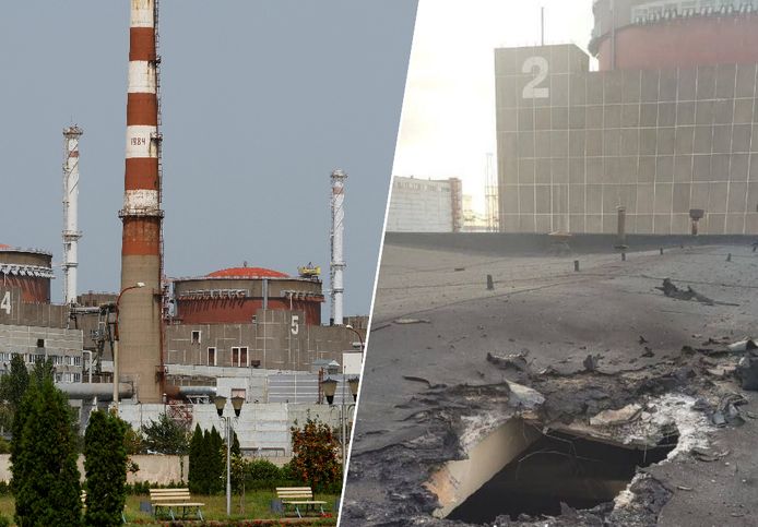 Beelden tonen gat in dak van gebouw met brandstof en radioactief afval ...