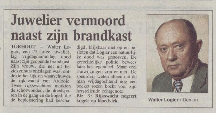 Moord op juwelier Walter Logier na 19 jaar geklasseerd | Torhout | hln.be