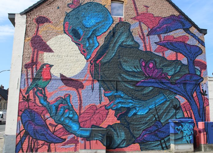 Streetart-artiest Lobster Robin geeft gevel in Hendrik Consciencestraat ...