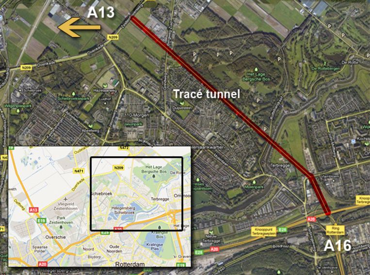 Verbinding tussen A13 en A16 deels door tunnel | Trouw