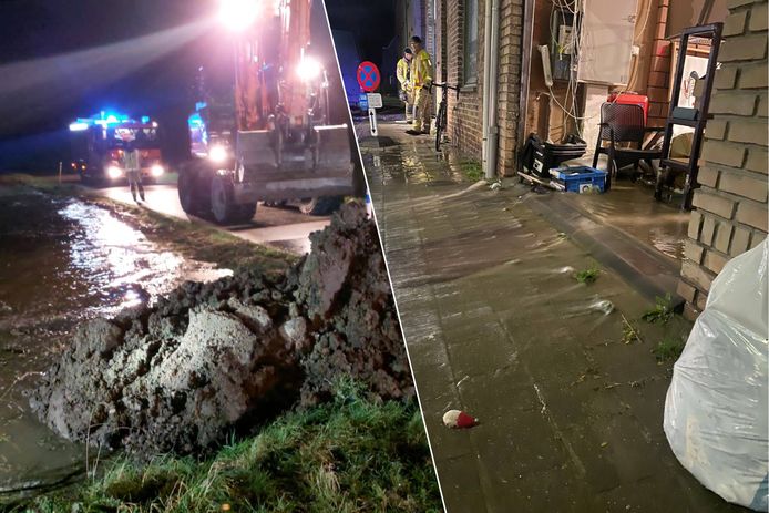Winterdijk bij Woumen en Merkem loopt over, en nu is er ook waterschade ...