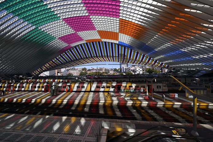 IN BEELD. Treinstation Luik-Guillemins baadt in de kleuren van de ...