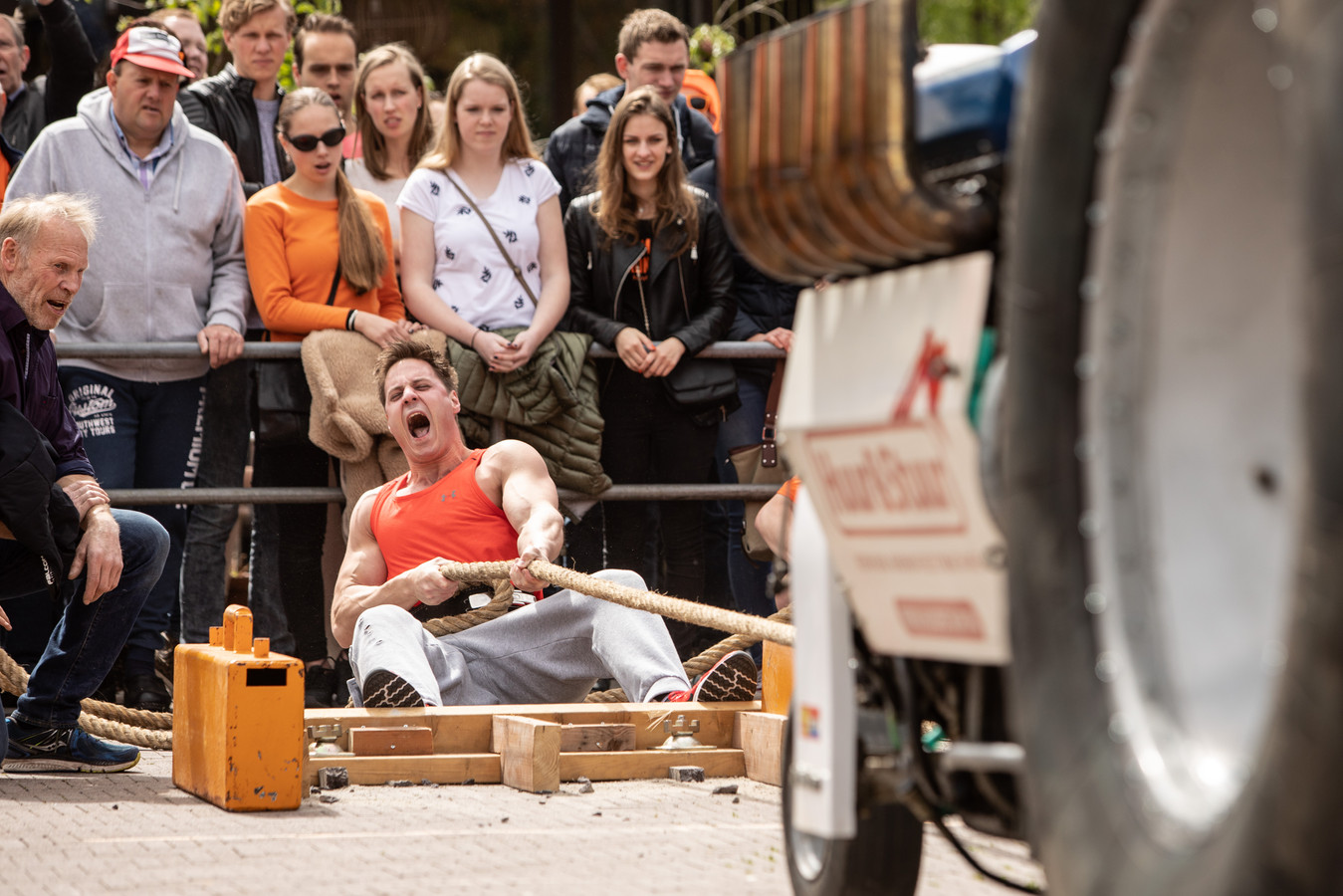 Van Wilhelmus en oranjebitter tot 3.500 kilo tractor trekken | Foto | AD.nl