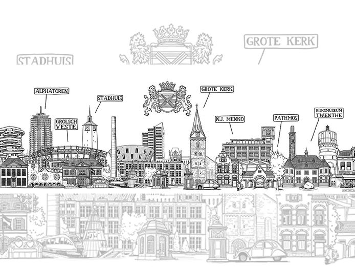 Oud-Hengeloër tekent skyline van Enschede op papier | Enschede | AD.nl