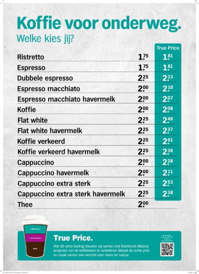 AH komt met het concept van een ‘eerlijke prijs', en laat daarmee de verborgen kosten van koffie ...