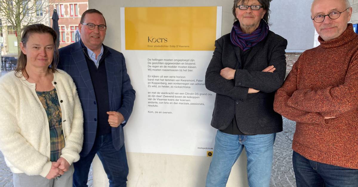 Oudenaardse stadsdichter onthult gedicht ‘Koers’ aan Centrum Ronde van Vlaanderen | Oudenaarde ...